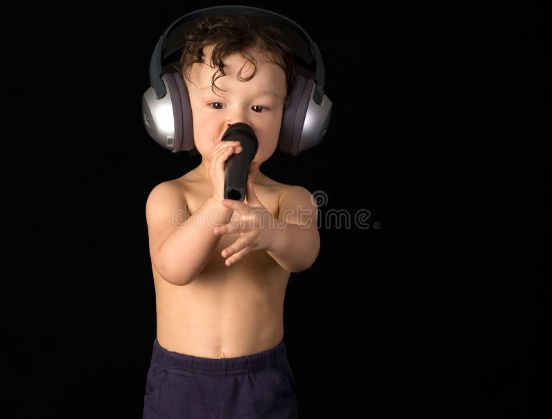 Sing baby. stock photo. Image of headphones, expressing - 3946222
