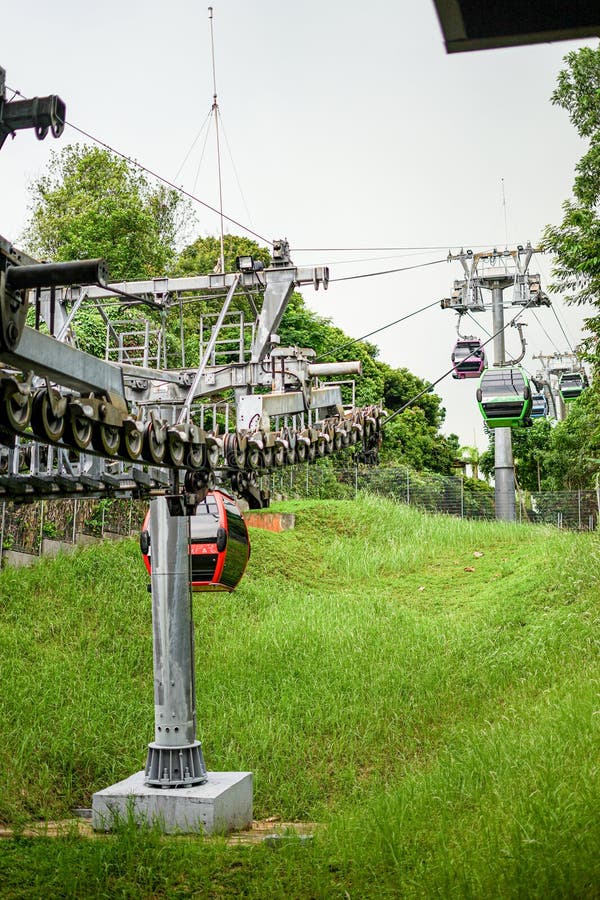 Singapore, Asia, View of a Cable Car System Stock Image - Image of ...