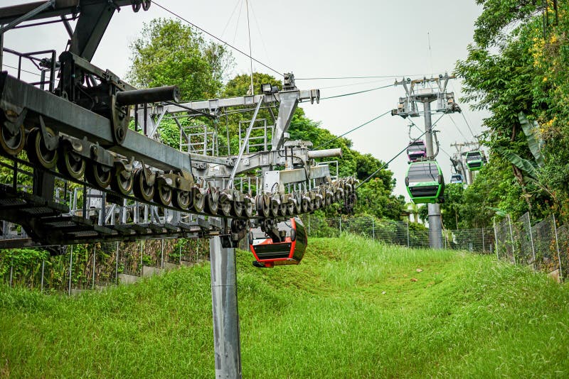 Singapore, Asia, View of a Cable Car System Stock Image - Image of ...