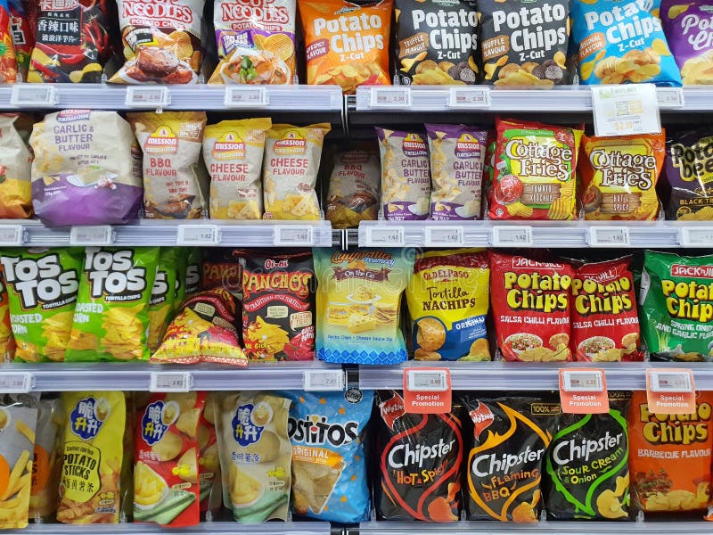 Singapore: Assorted Crackers and Chips Processed Food Editorial Stock ...