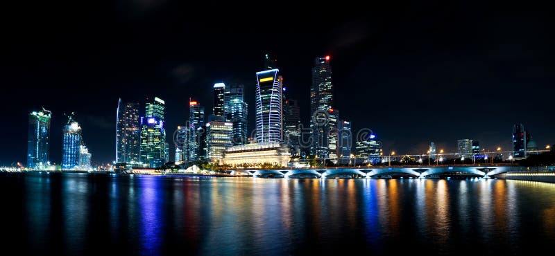 Singapore CBD at night stock photo. Image of building - 10015378