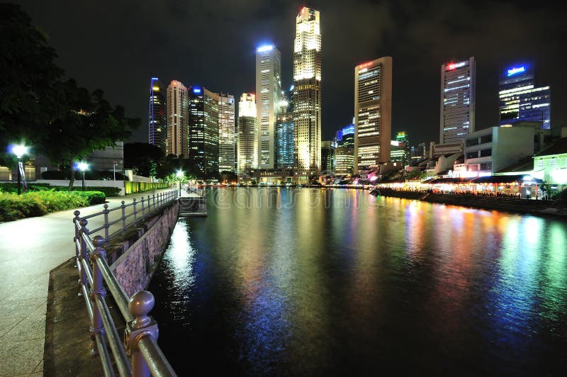Singapore CBD at Night editorial image. Image of dusk - 18107915