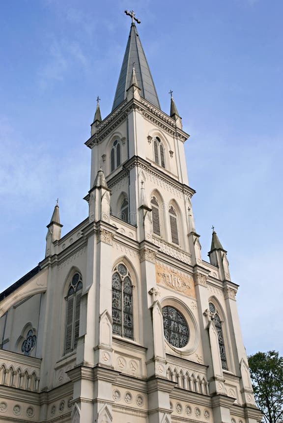 Singapore CHIJMES Cathedral Stock Image - Image of construct ...