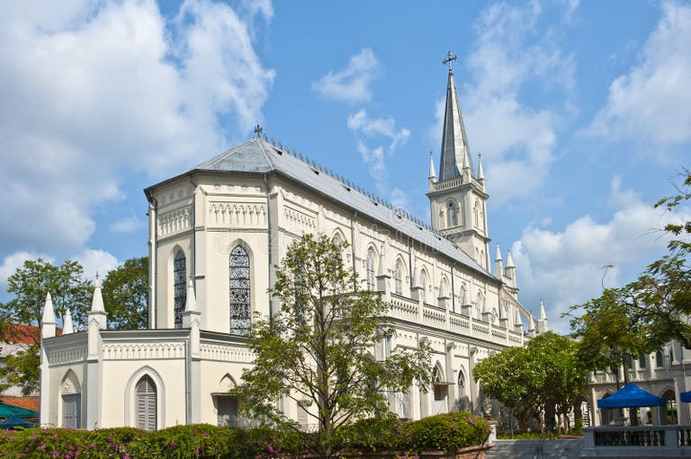 Singapore CHIJMES Cathedral Stock Image - Image of singapore, tropical ...