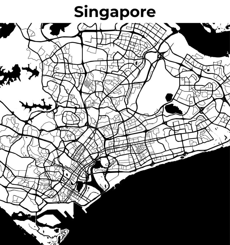 Singapore City Map, Cartography Map, Street Layout Map Stock Vector ...