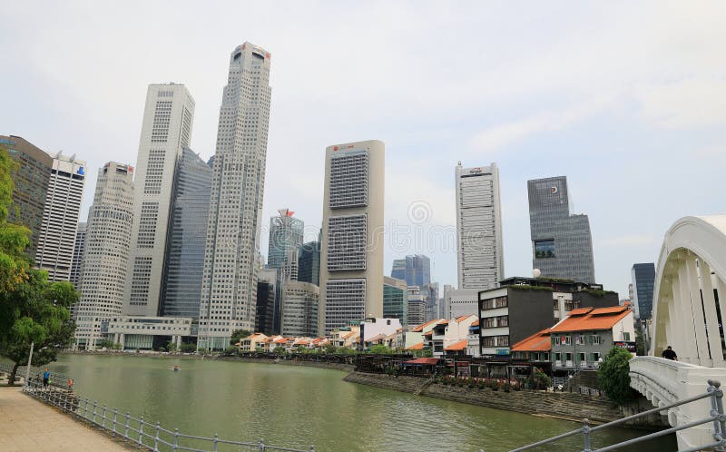 Singapore in City Skyline View from Elgin Bridge, View of Singapore CBD ...