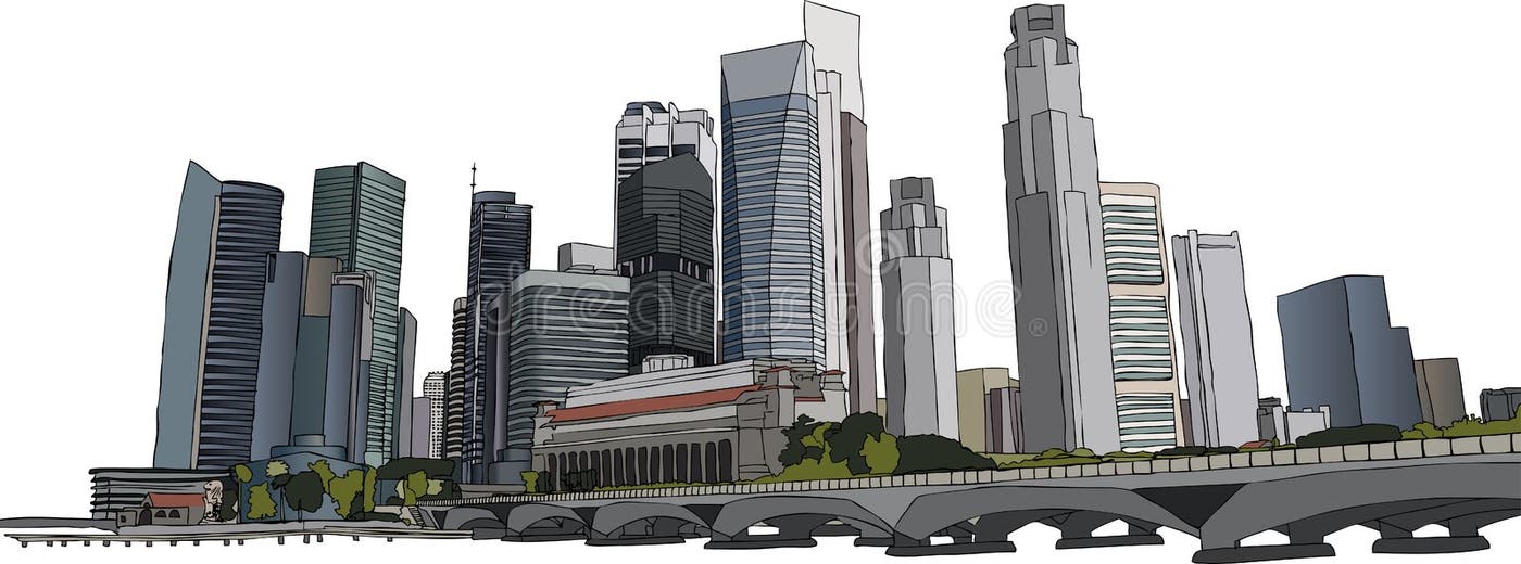 Singapore Skyline Drawing Stock Illustrations – 350 Singapore Skyline ...