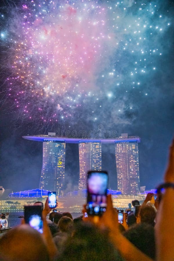 Singapore - December 31, 2019: Fireworks in the Sky for New Year S Eve ...