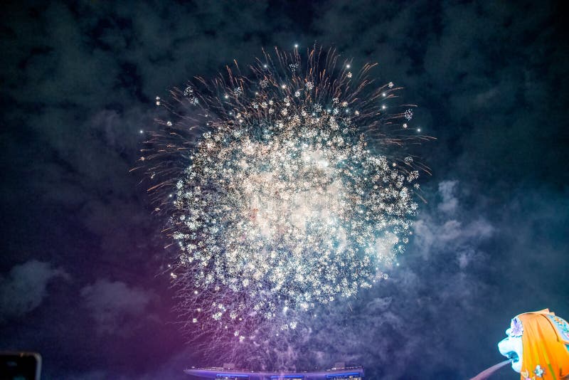 Singapore - December 31, 2019: Fireworks in the Sky for New Year S Eve ...