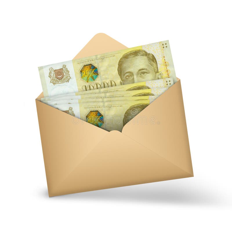 10000 Singapore Dollar Notes Inside an Open Brown Envelope Stock Image ...