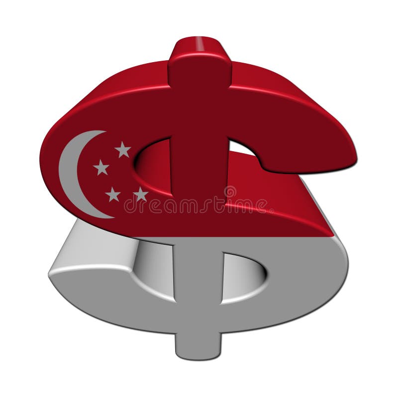 Singapore Dollar Symbol with Flag Stock Illustration - Illustration of ...