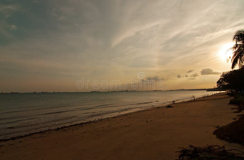 Singapore, East Coast Park, Beach at Sunset.Horizontal View. Stock ...