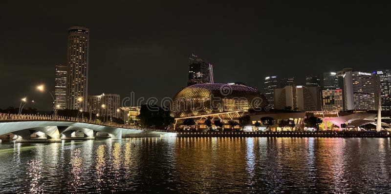 Beautiful Lights at Night from the Buildings with Reflection at the Bay ...