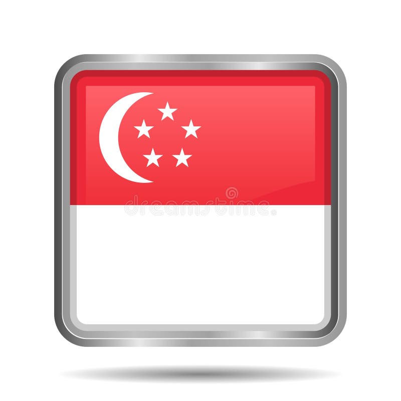 Singapore Flag 3D Glossy Vector Illustration Stock Illustration ...