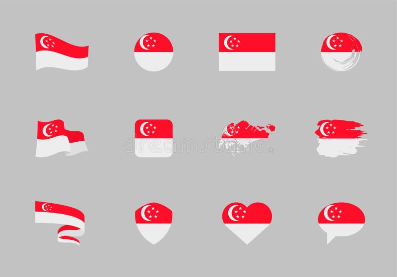Singapore Flag - Flat Collection. Flags of Different Shaped Twelve Flat ...