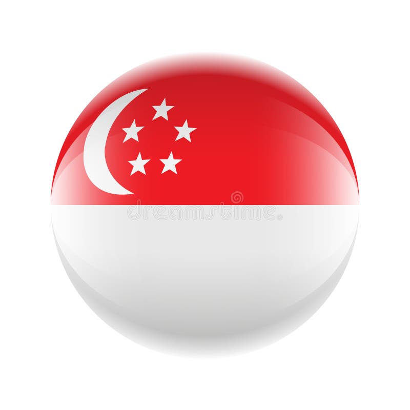 Singapore flag icon in the stock vector. Illustration of glass - 295760637