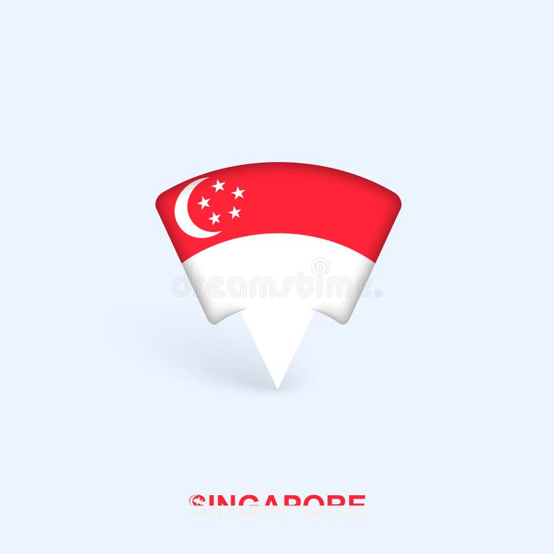 Singapore Flag Map Pointer Design with Shadow Stock Illustration ...