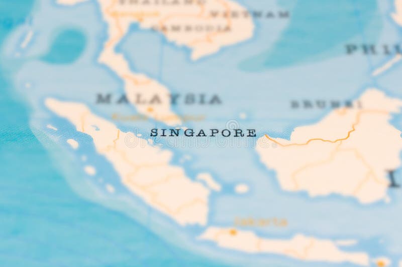 Singapore in Focus on a Tilted World Map. Stock Illustration ...