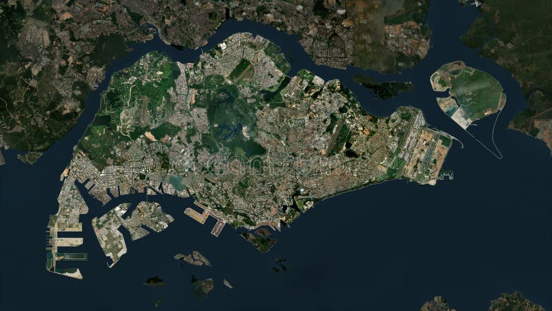 Singapore Highlighted. High-res Satellite Stock Illustration ...