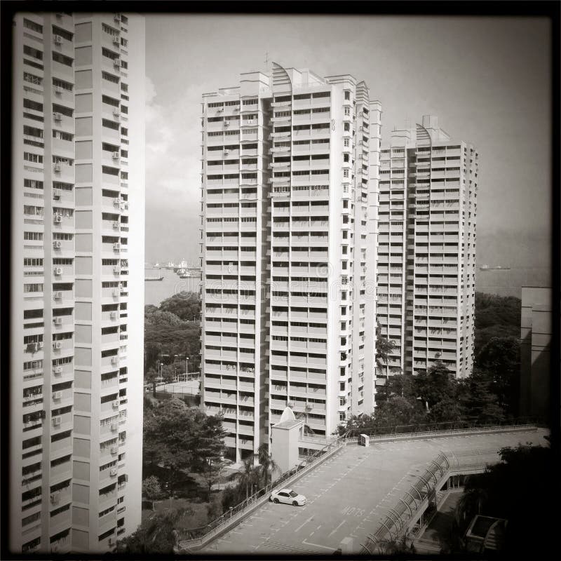 Singapore Images - Building B&w Stock Photo - Image of housing, three ...