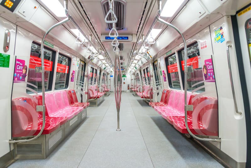 Cabin Interior of MRT Train. the Mass Rapid Transit or MRT in Singapore ...