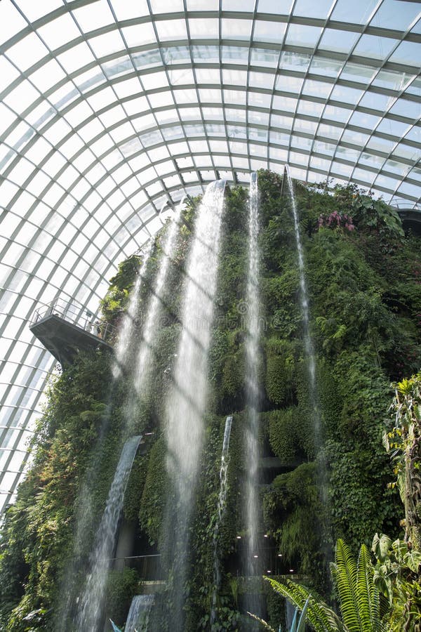 Waterfall Inside of the Cloud Forest Dome at Gardens by the Bay in ...