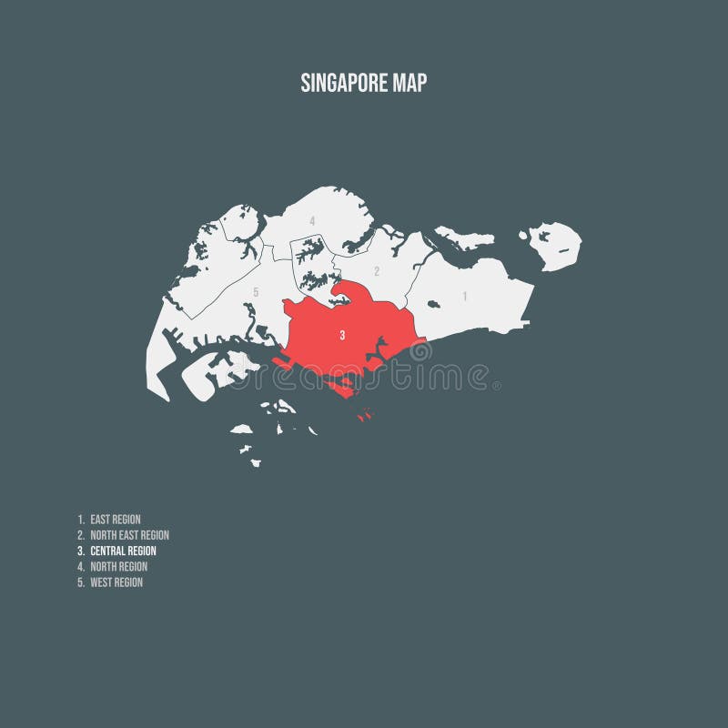 Singapore Map with 5 Regions - Central Region Stock Vector ...