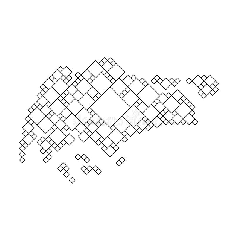 Singapore Map from Black Pattern from a Grid of Squares of Different ...