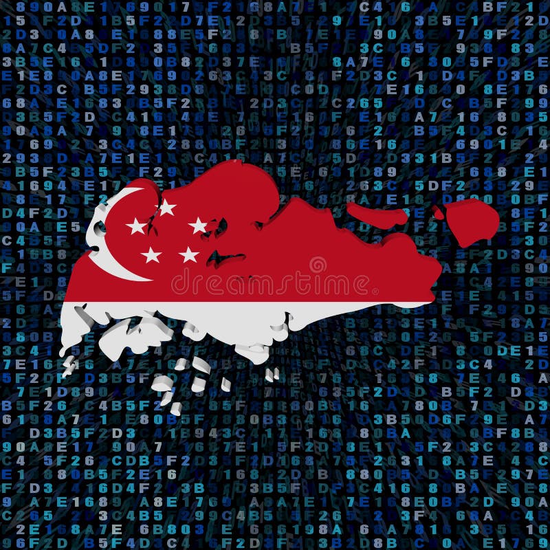 Singapore Map Flag on Hex Code Illustration Stock Illustration ...