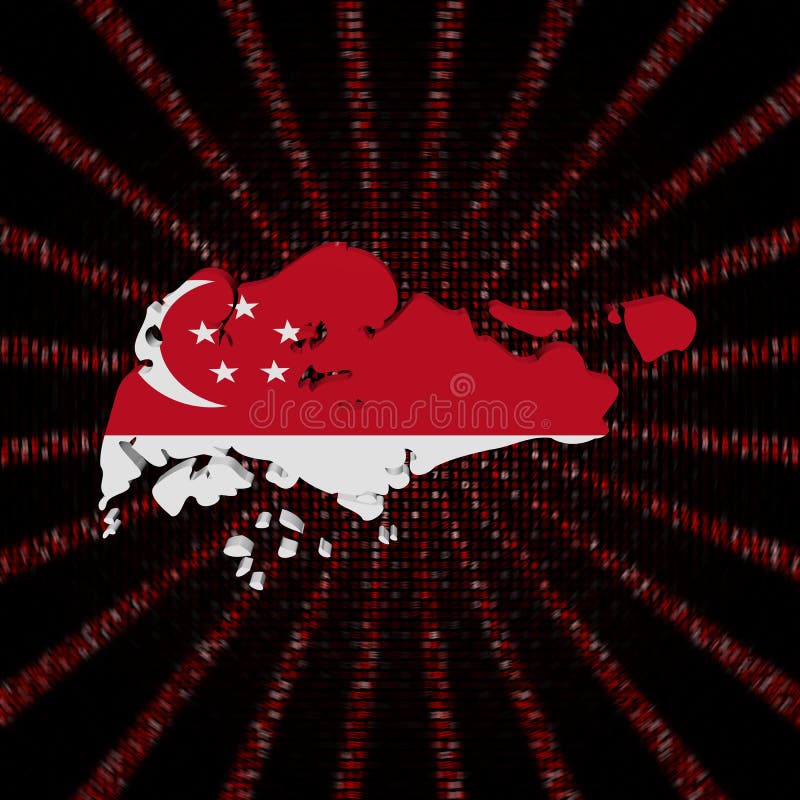 Singapore Map Flag on Red Hex Code Burst Illustration Stock ...