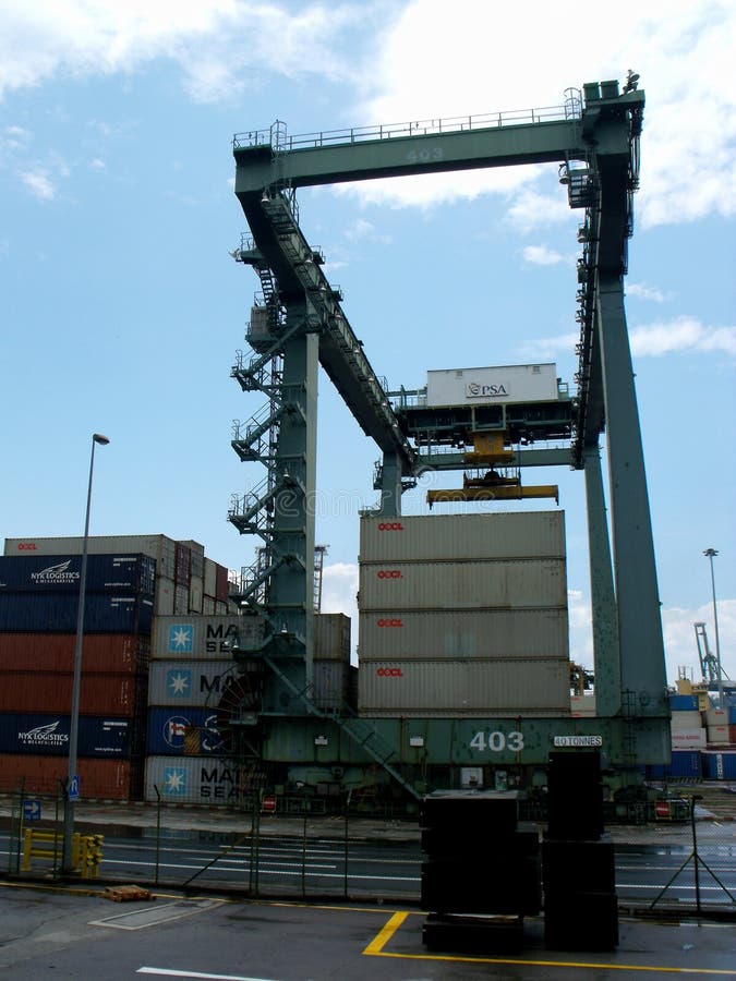 Large Crane for Loading Containers in the Port of Singapore Editorial ...