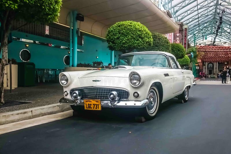 1957 White Ford Thunderbird Hardtop Convertible Rear View Editorial ...