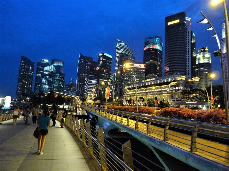 Singapore by night editorial photography. Image of hotel - 152211107