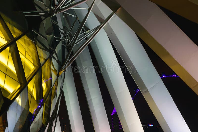 Singapore - 13 October 2018. Architecture Masterpiece Building at Night ...