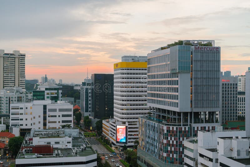 Panoramic View of Bugis Middle Road City at Sunset in Singapore ...