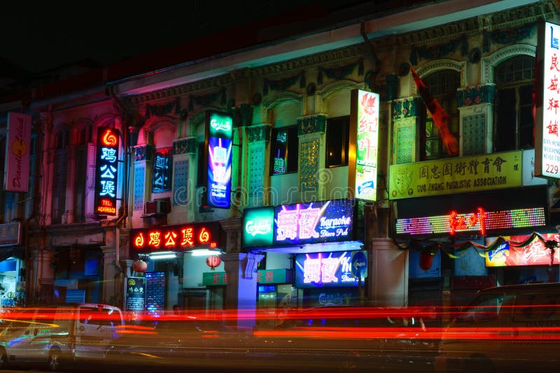 Singapore - 13 October 2018. Street Life at Night Time Editorial Stock ...