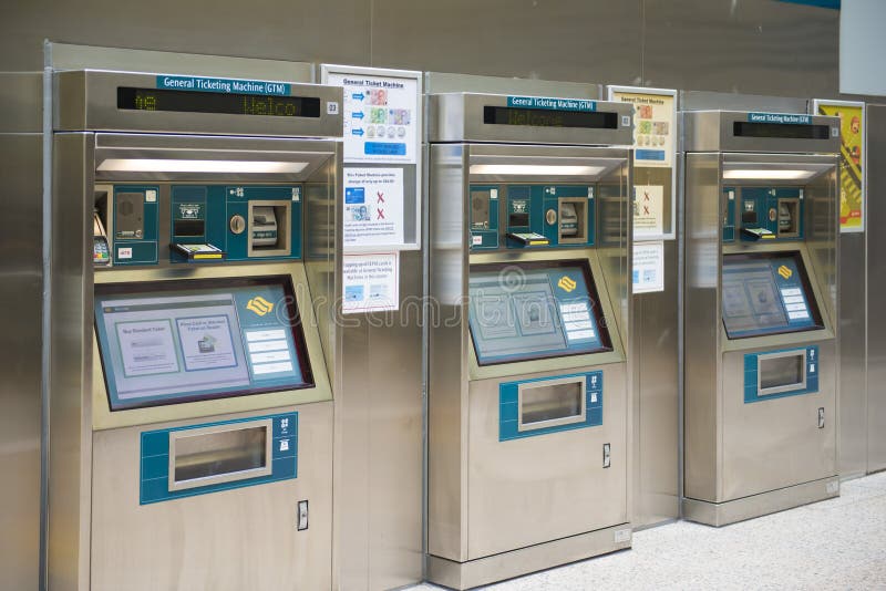 SINGAPORE - OCTOBER 12, 2015: Train Ticket Machine at Airport Editorial ...
