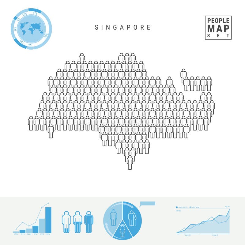 Singapore People Icon Map. Stylized Vector Silhouette of Singapore ...