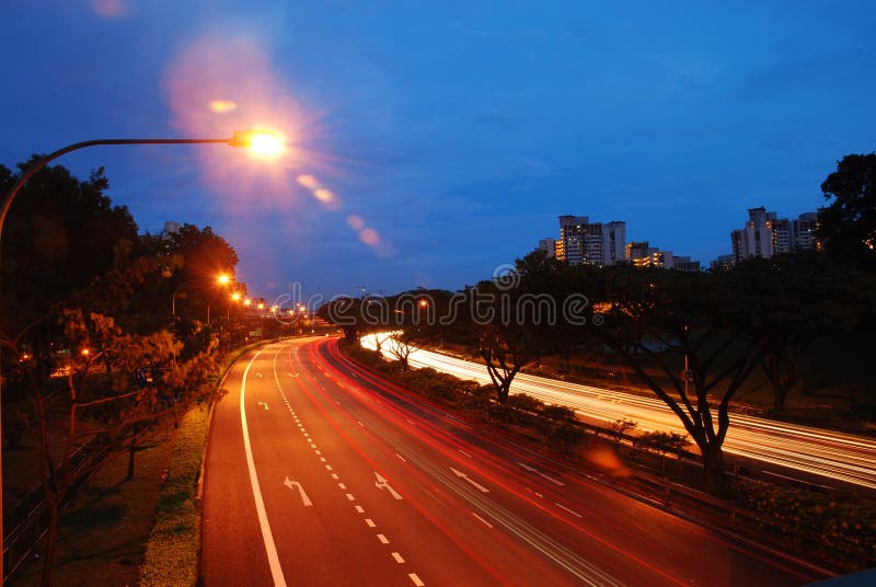 Singapore road at evening stock photo. Image of pbsubhash - 4768916