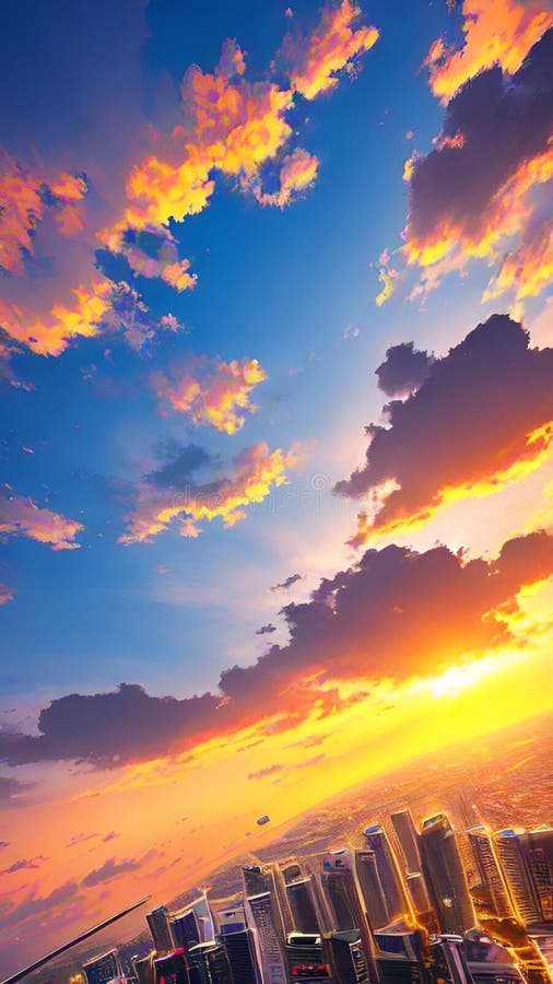 Singapore Skyline during Sunset Stock Illustration - Illustration of ...