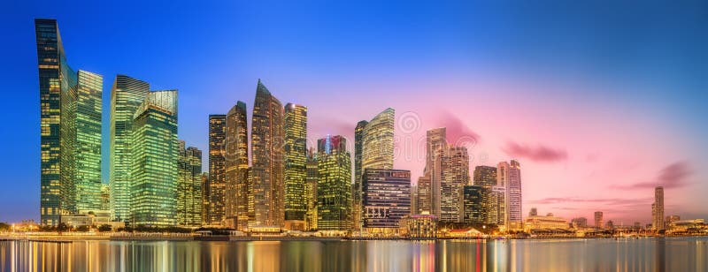 Singapore Skyline and View of Marina Bay Stock Photo - Image of ...