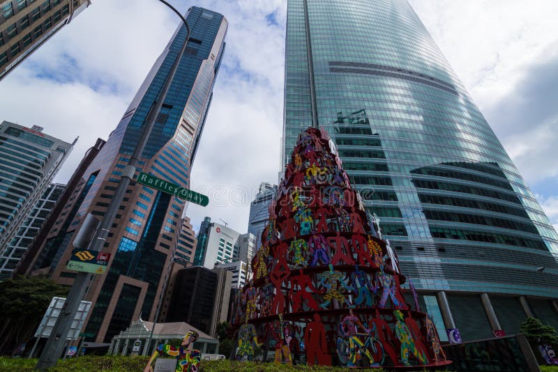 Singapore Skyscraper Modern Office Building Blue Sky Editorial Stock ...
