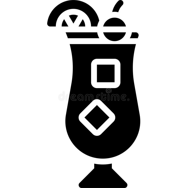 Singapore Sling Cocktail Icon, Alcoholic Mixed Drink Vector Stock ...