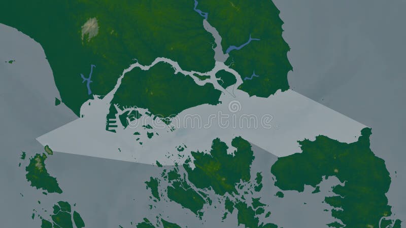 Singapore Strait Highlighted. Physical Map Stock Illustration ...