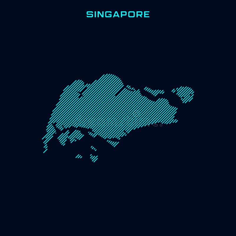 Singapore Striped Map Vector Design Template with Blue Background ...