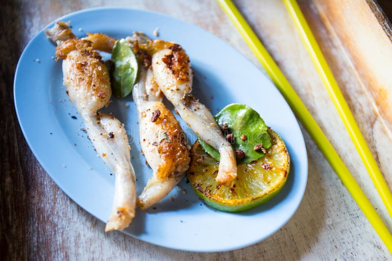 Singapore Style Grilled Frog Legs. Stock Image - Image of cute ...