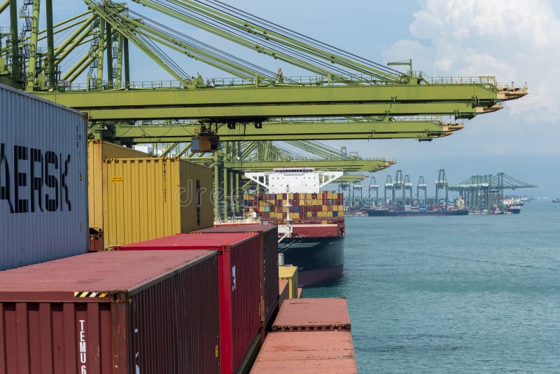 View on the Containers Loaded on Deck of the Cargo Ship Berthed at ...