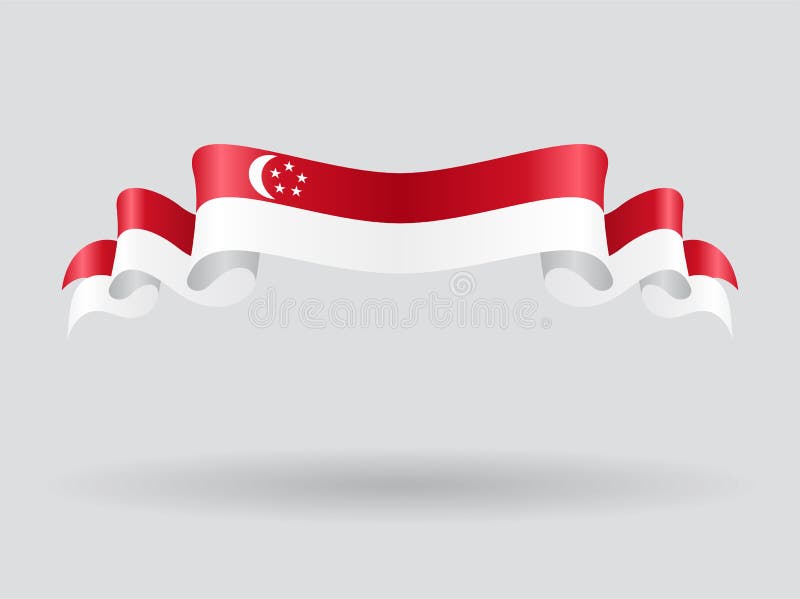 Singapore Flag Wavy Ribbon Background. Vector Illustration. Stock ... Singapore Flag Wavy Ribbon Background. Vector Illustration. Stock ...