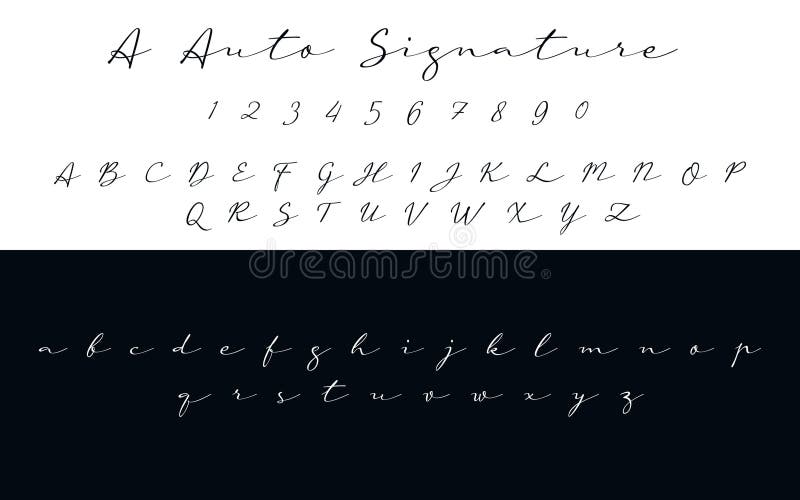 Calligraphy Signature Font Lettering Uppercase, Lowercase and Number ...
