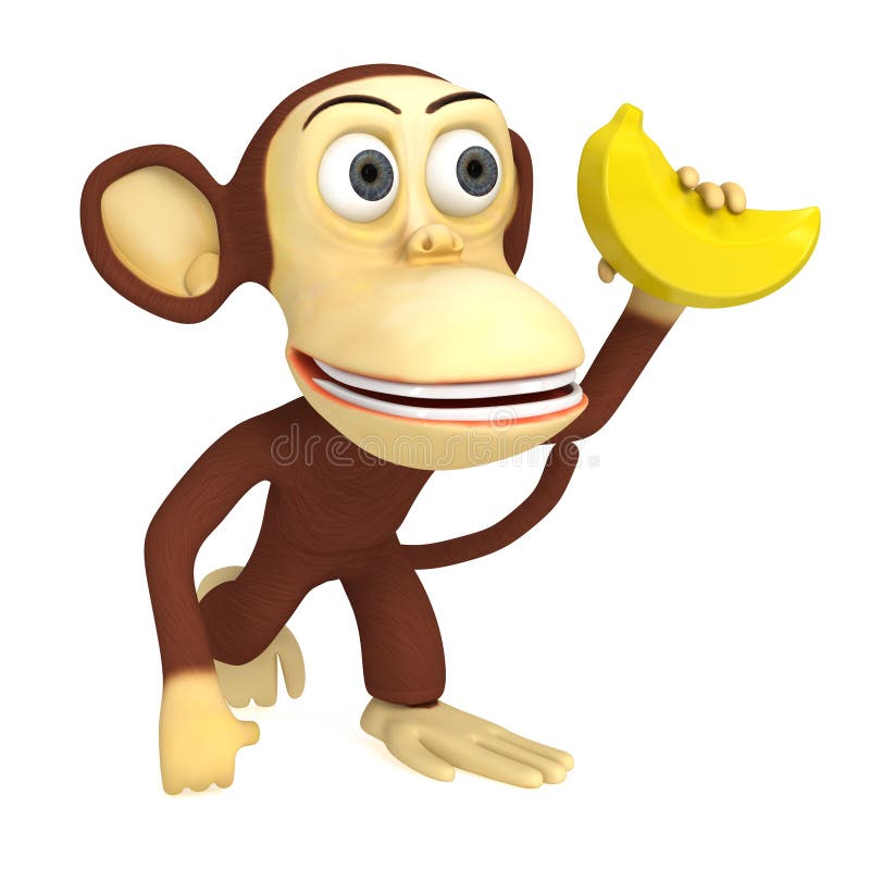 Singe 3d Drôle Avec La Banane Illustration Stock - Illustration du ...